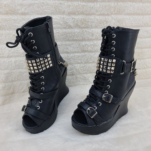 Demonia | Shoes | Demonia 5 Platform Wedge Lace Up Calf High Boot ...